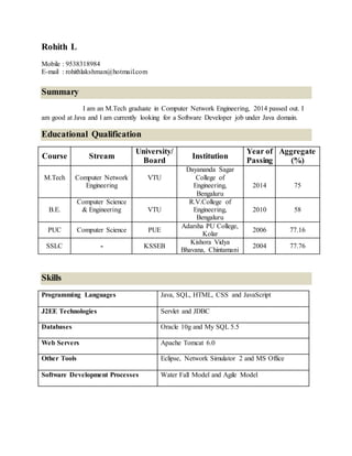 Rohith_M.Tech_ComputerScience_2014 | DOCX | Web Development | Internet