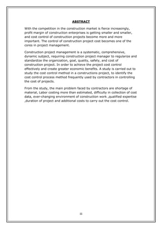 Cost Control Process for Construction | PDF