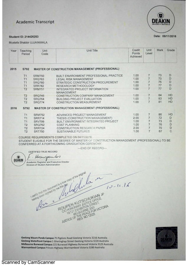 transcript masters | PDF