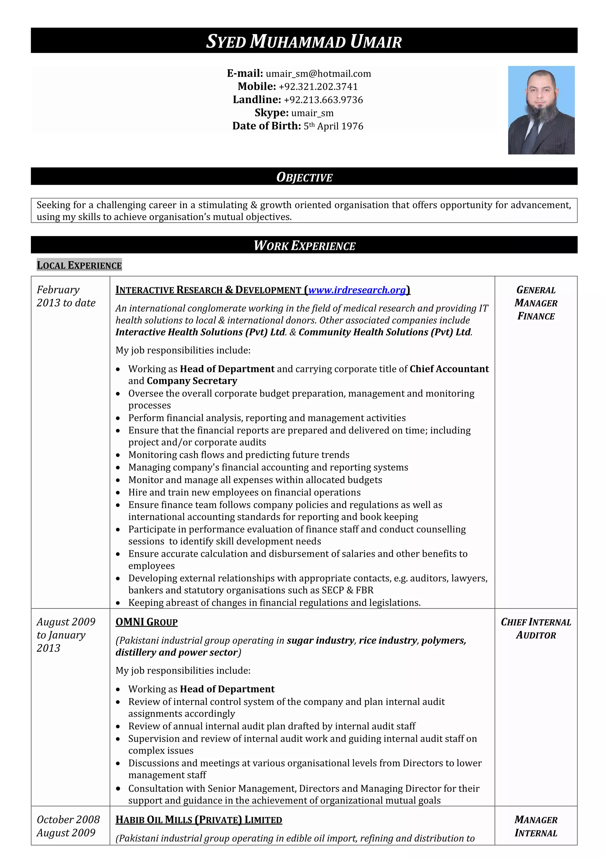 Syed Muhammad Umair CV_2016 | PDF