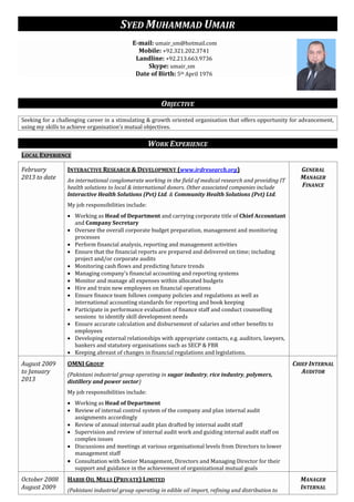 Syed Muhammad Umair CV_2016 | PDF