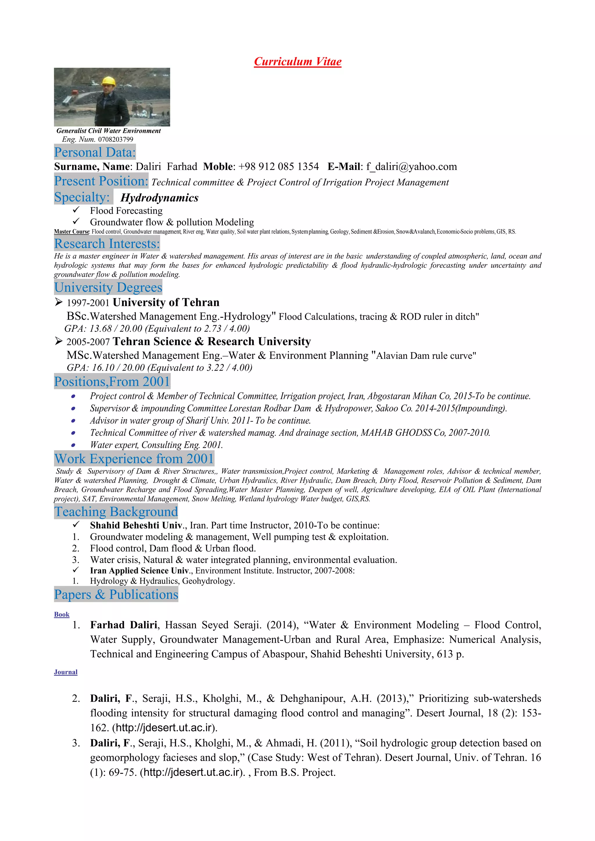 CVDaliri | PDF | Civil Engineering Industry | Industries