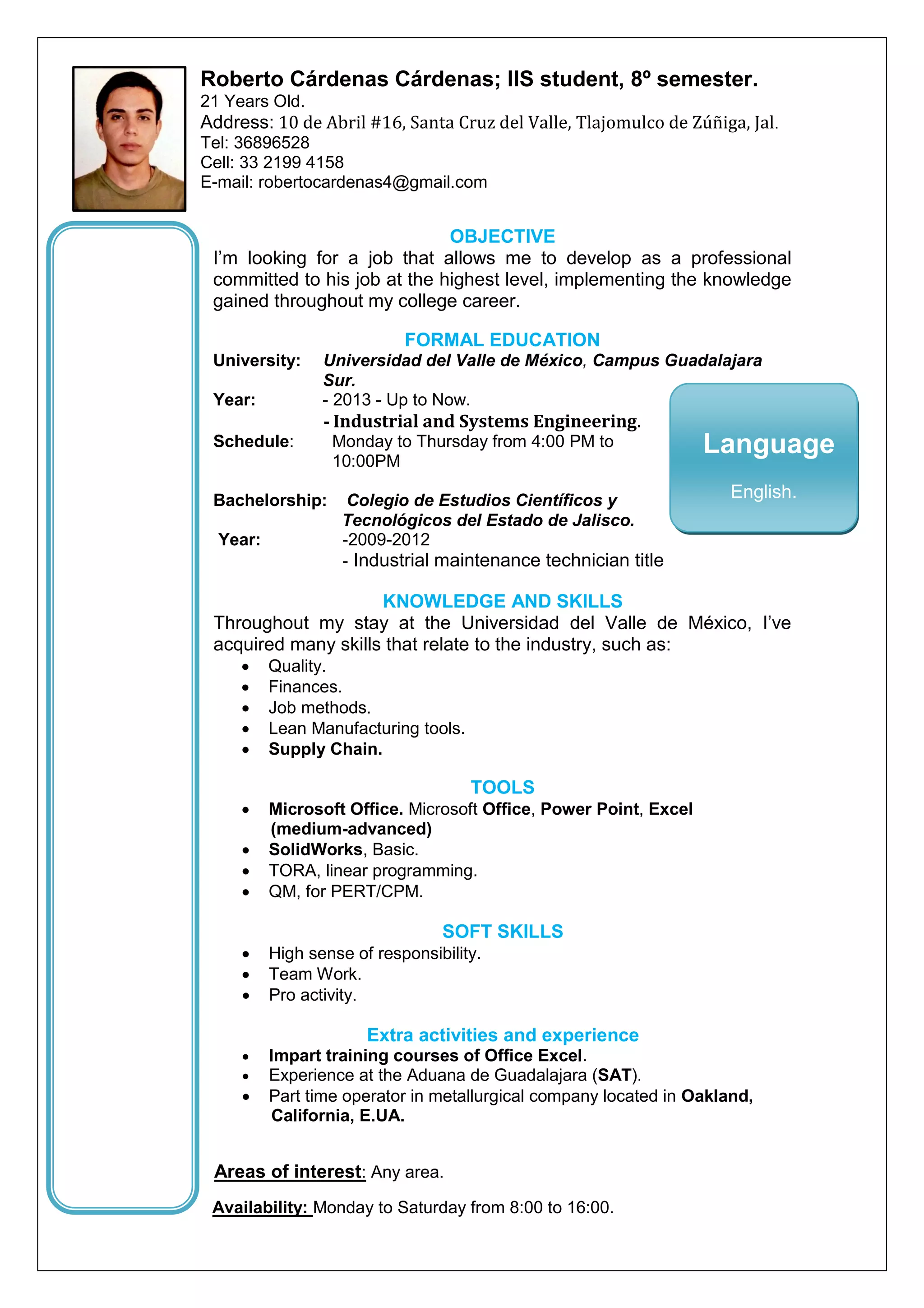 ROBERTO CARDENAS CARDENAS RESUME | PDF