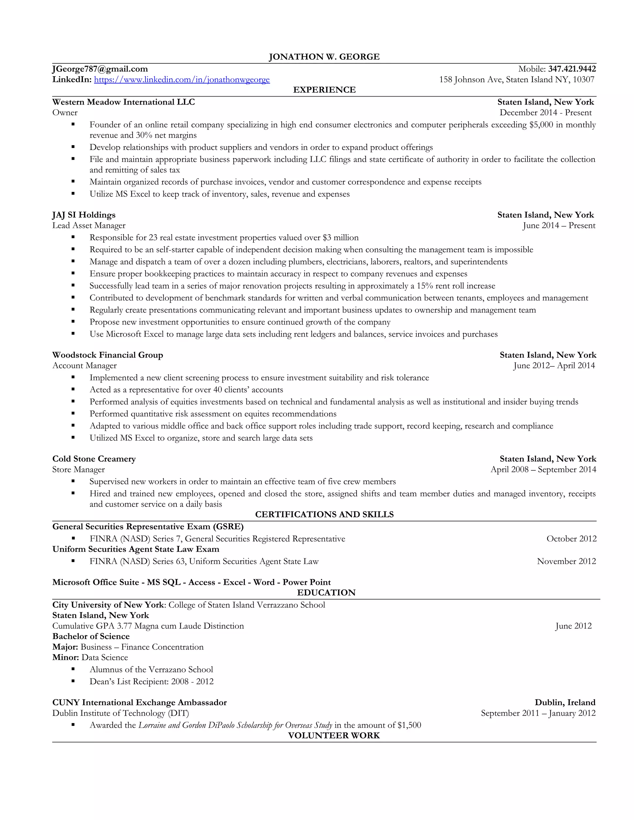 JGeorge Resume 2015 | DOC