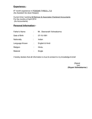 Shyam Kumar Vishwakarma | DOC