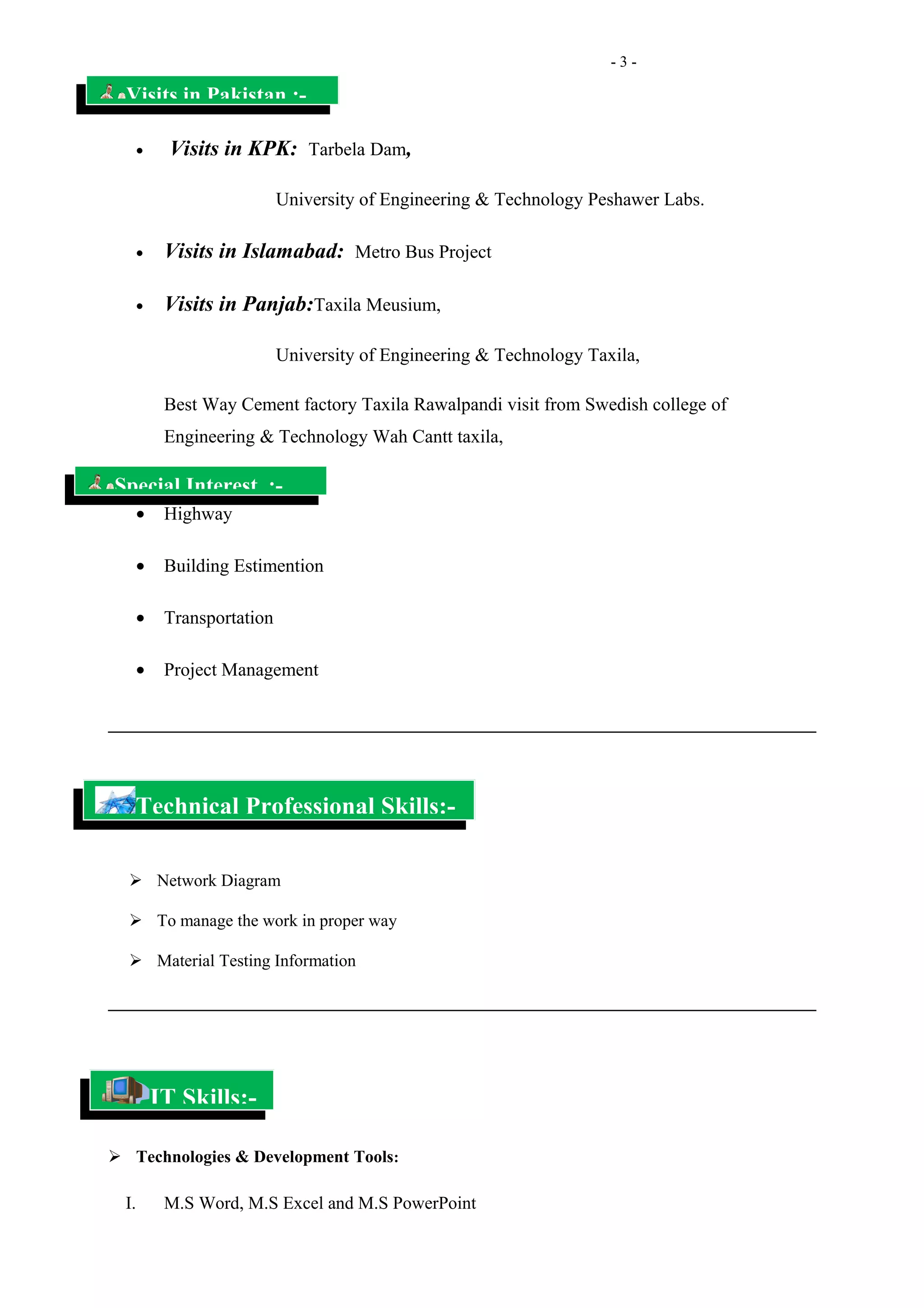 New CV Waheed | DOC | Civil Engineering Industry | Industries