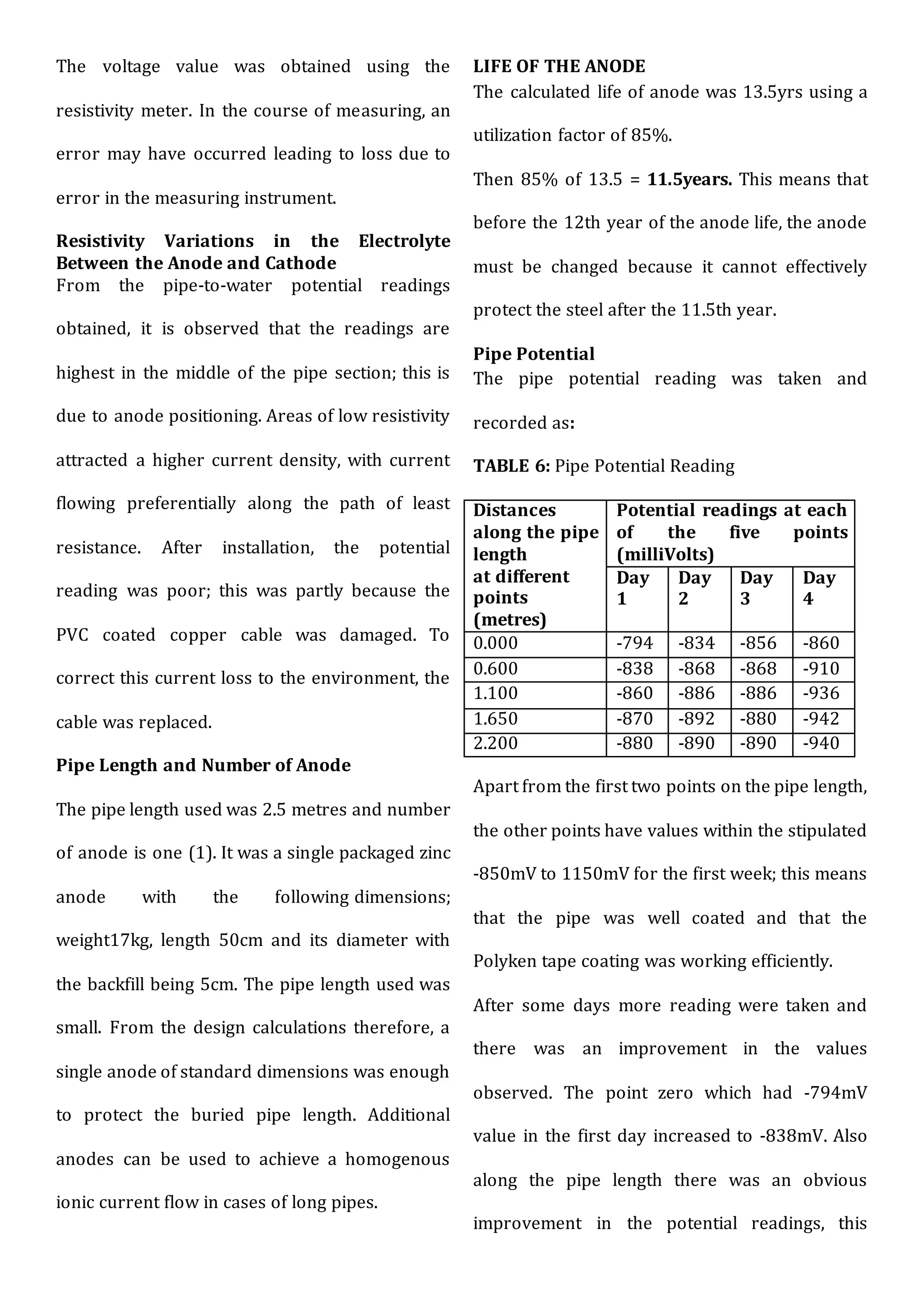 Design of a Cathodic Protection System for Corrosion Prevention of a ...