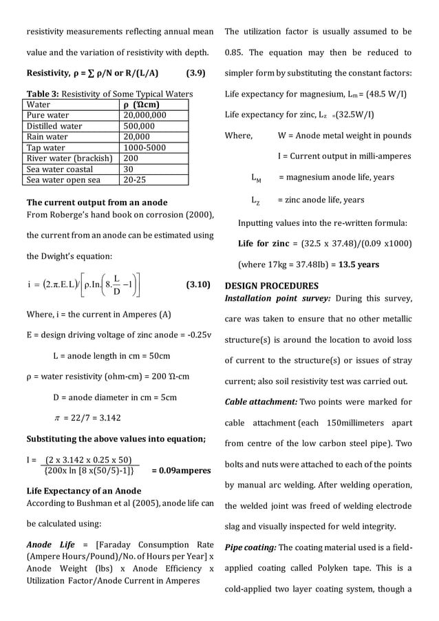 Design of a Cathodic Protection System for Corrosion Prevention of a ...