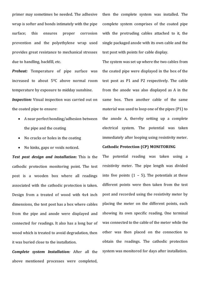 Design of a Cathodic Protection System for Corrosion Prevention of a ...