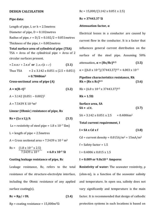 Design of a Cathodic Protection System for Corrosion Prevention of a ...