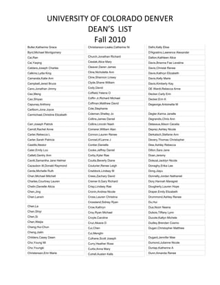 DEANS LIST FALL 2010 | PDF