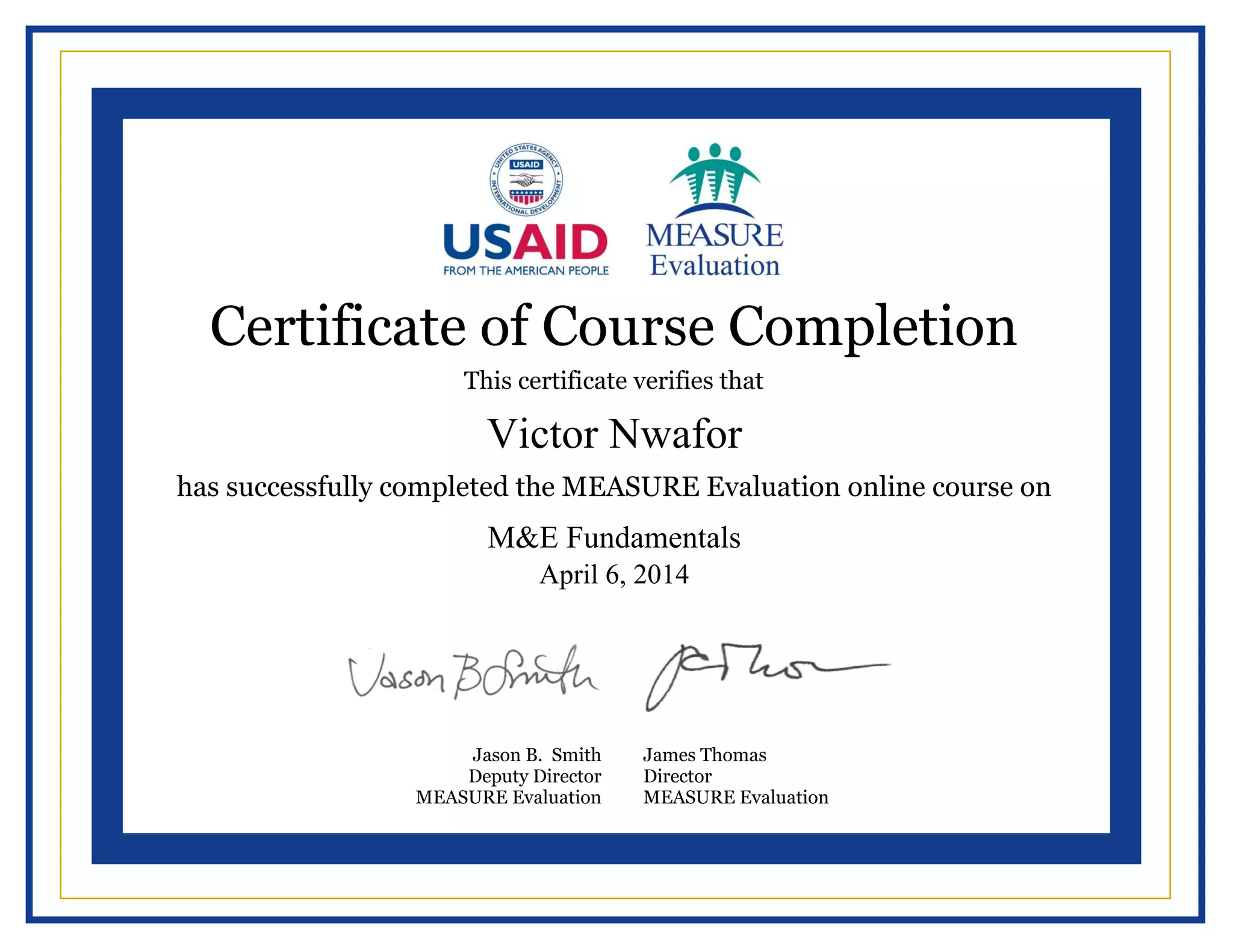 M&E certificate | PDF