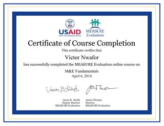 M&E certificate | PPT