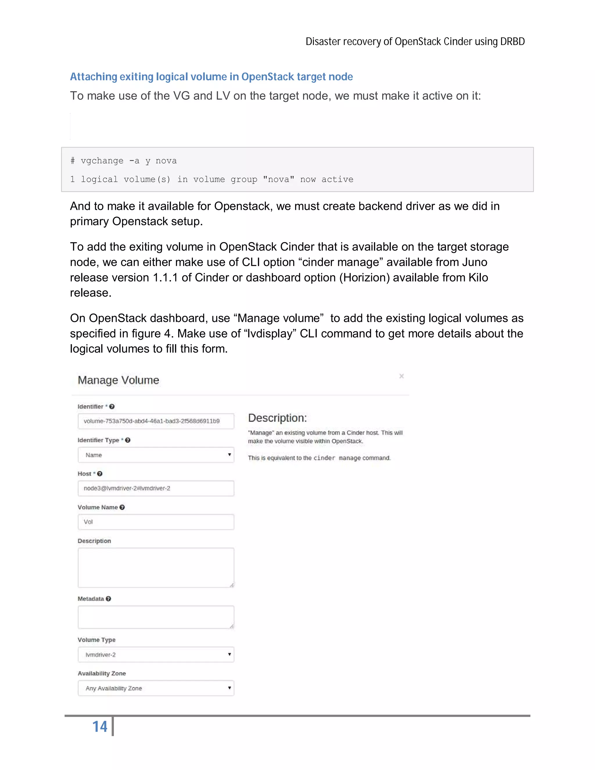 Disaster recovery of OpenStack Cinder using DRBD | PDF