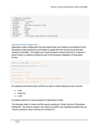 Disaster recovery of OpenStack Cinder using DRBD | PDF