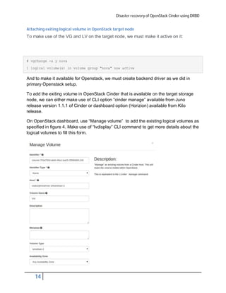 Disaster recovery of OpenStack Cinder using DRBD | PDF