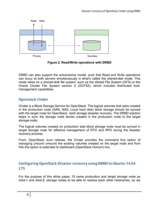 Disaster recovery of OpenStack Cinder using DRBD | PDF