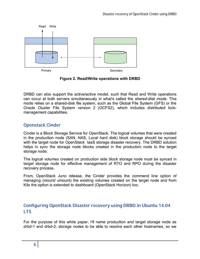 Disaster recovery of OpenStack Cinder using DRBD | PDF