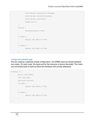Disaster recovery of OpenStack Cinder using DRBD | PDF