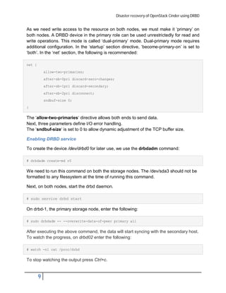 Disaster recovery of OpenStack Cinder using DRBD | PDF