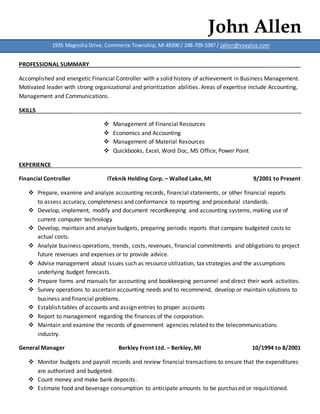 JOHN ALLEN Resume 2016 | DOCX