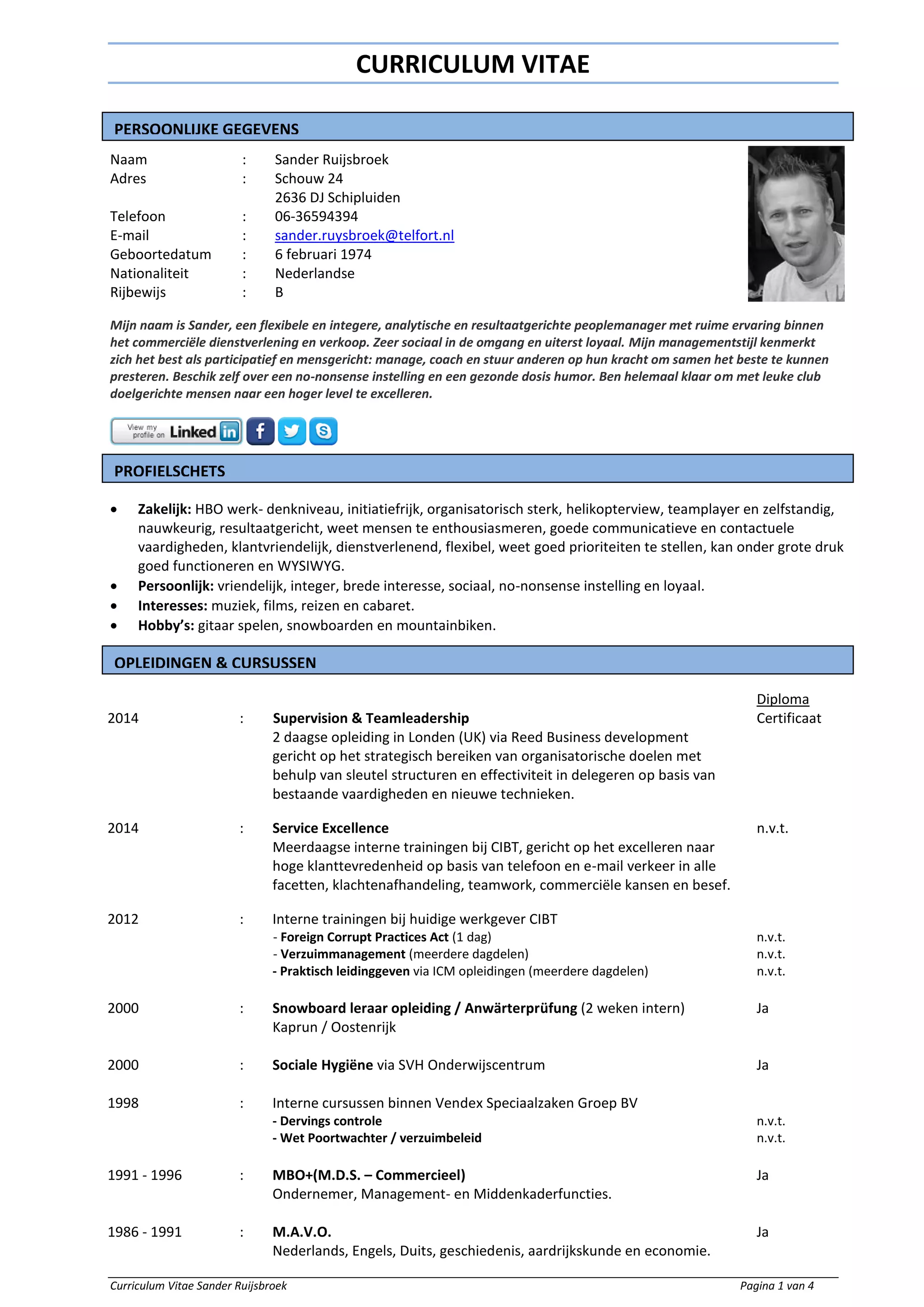 CV Sander Ruysbroek - 2016 v1 | PDF