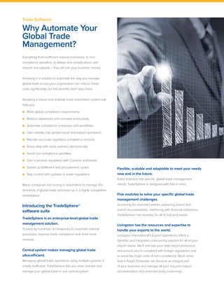 Sales sheet TradeSphere Why automate your global trade management | PDF