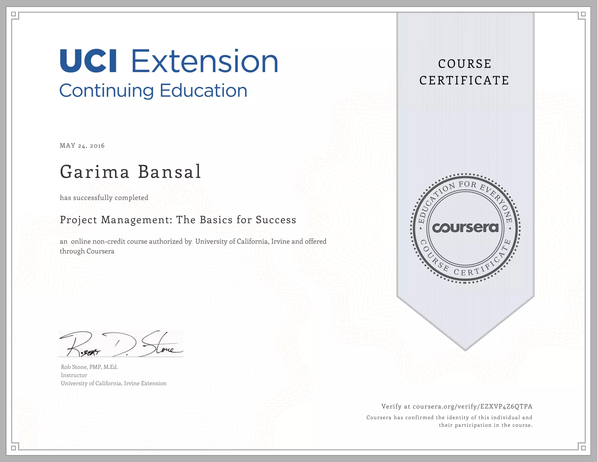 Coursera Project Management EZXVP4Z6QTPA | PDF