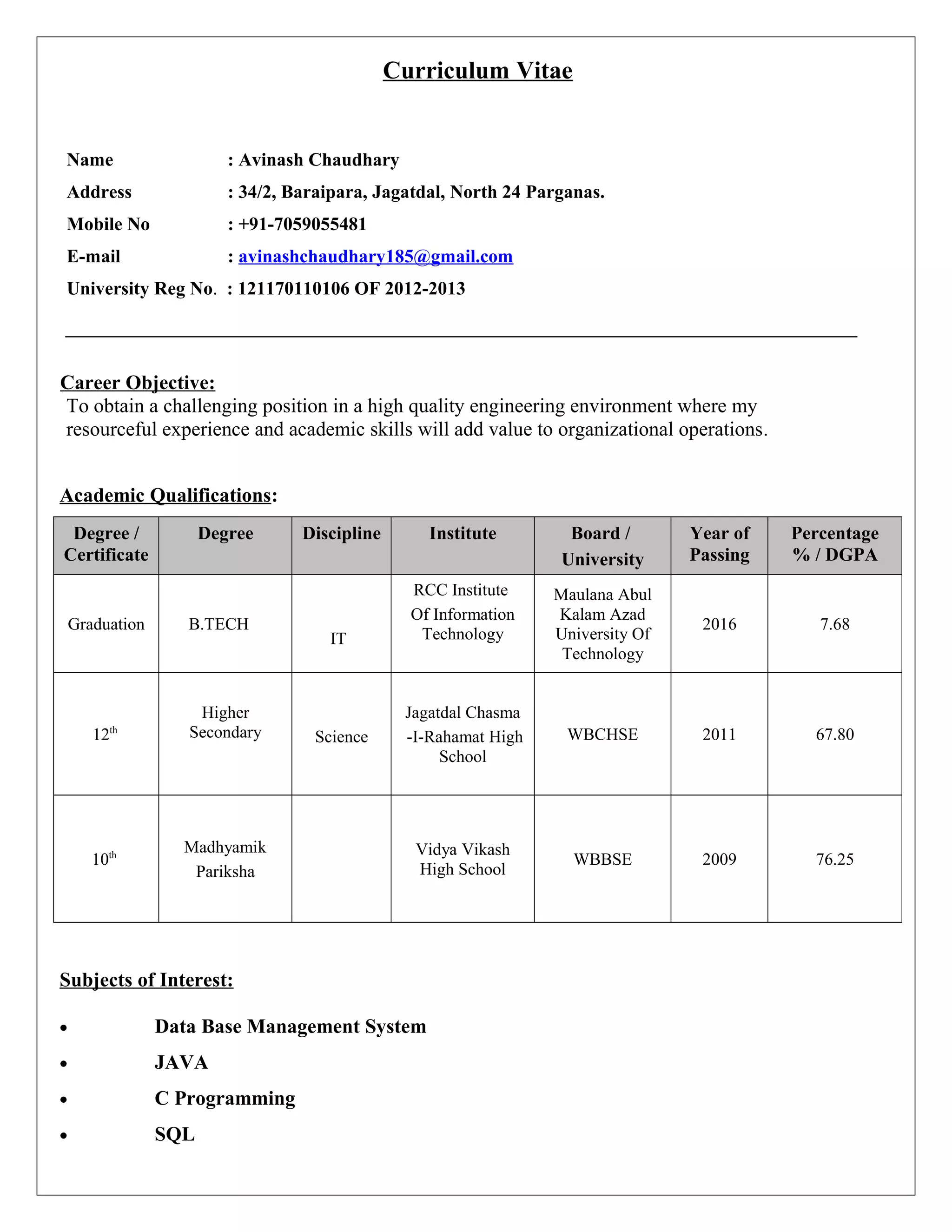 Avinash_Chaudhary_IT_2012-2016 | DOC