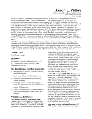 Willey CV 2016 | DOC | Environmental Services Industry | Industries