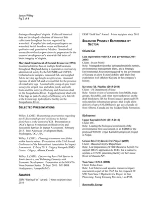 Willey CV 2016 | DOC | Environmental Services Industry | Industries