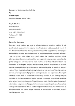 Learning analytics summary document Prakash | DOCX