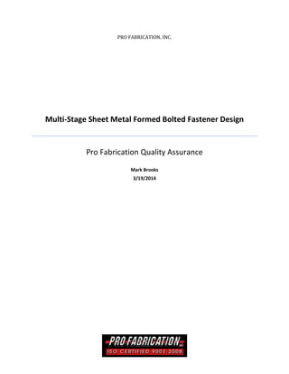Multi-StageSheet Metal Fromed Bolted Fastener Design | PDF