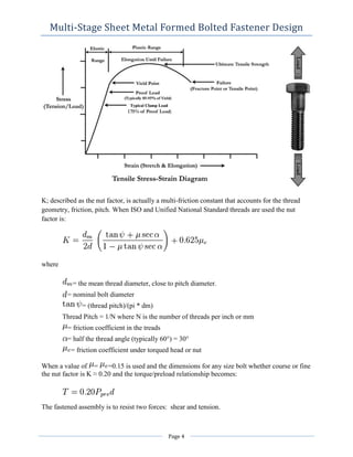Multi-StageSheet Metal Fromed Bolted Fastener Design | PDF