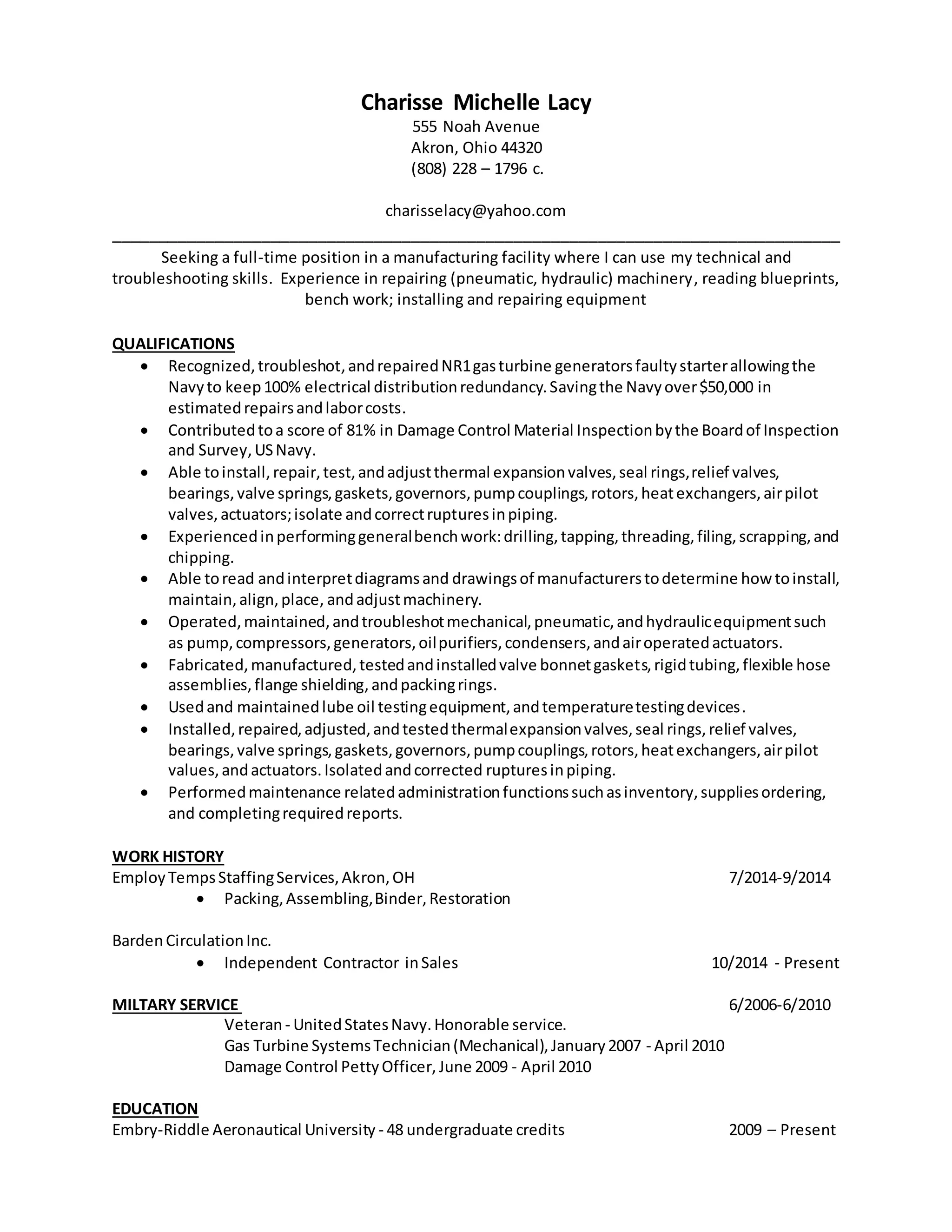 Charisse LacyResume 2 | DOCX | Technology & Computing
