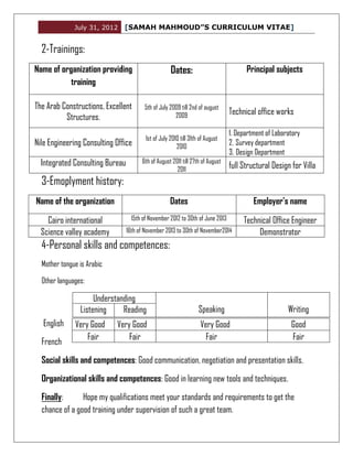 CV ENG Samah mahmoud final2 | PDF
