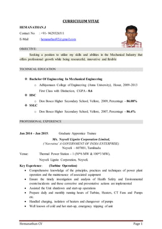 Hemanathan.j Resume | DOCX