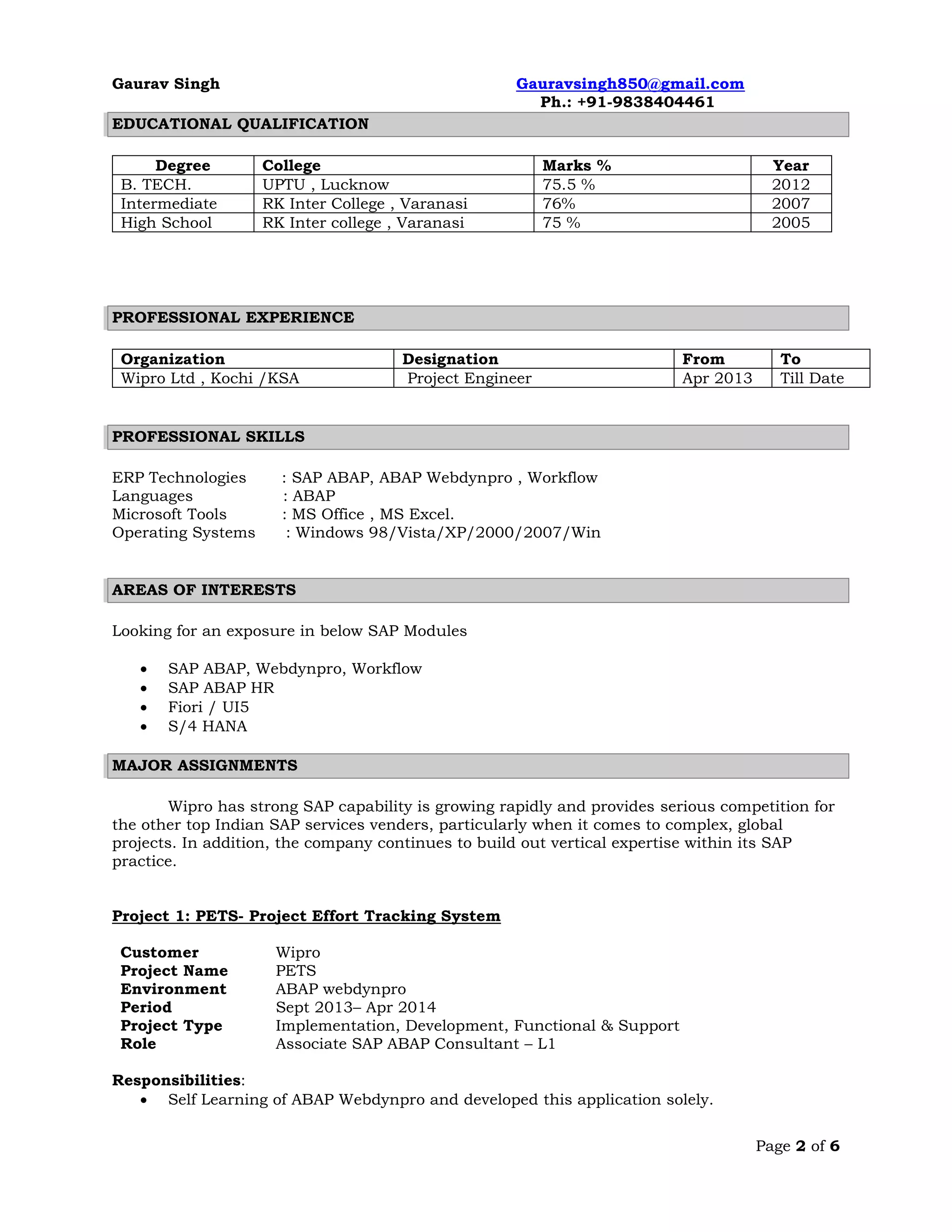 Gaurav_Singh-SAP_ABAP_Profile | PDF | Web Development | Internet