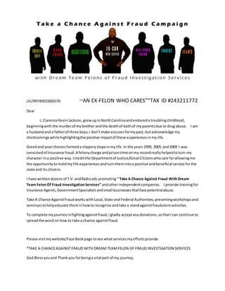 A FELON WHO CARES DONATION PAMPLET (1) NEW PIC | DOCX | Crime & Harmful ...