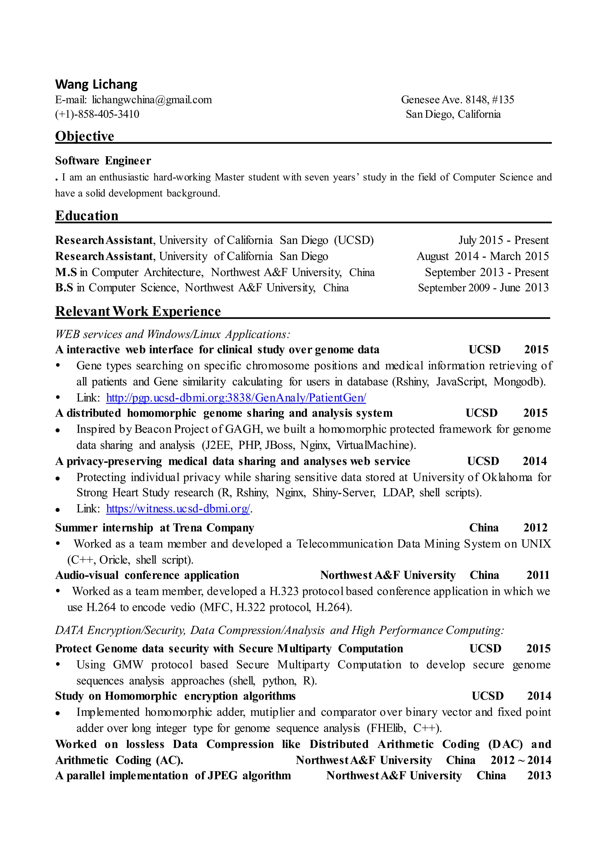 Lichang Wang_CV | PDF