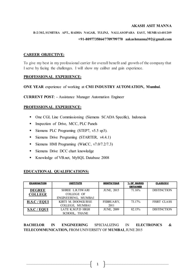 Akash Manna CV | PDF