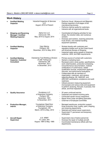 Steve Martel's Resume 9-26-16 | PDF | Business Administration | Business