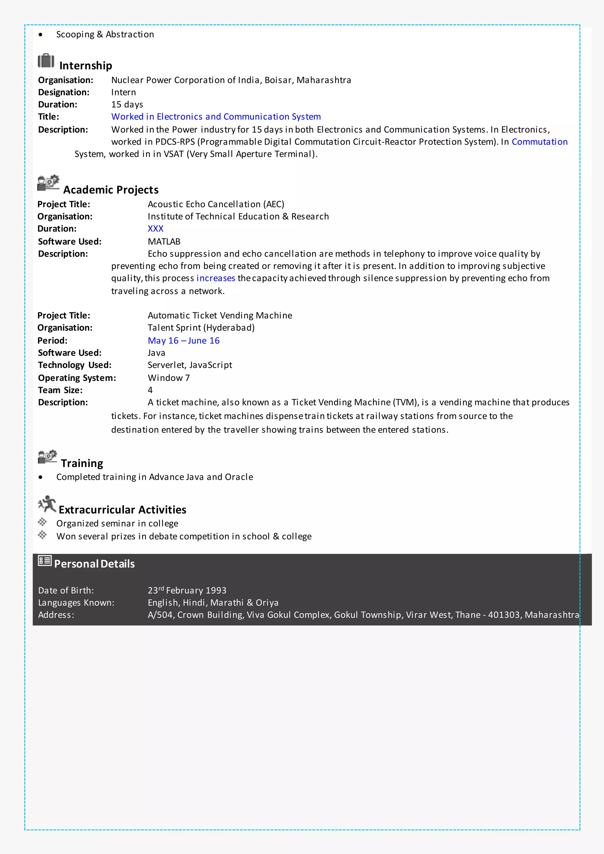 PriteeshDilipJena_CV_(fresher) | PDF
