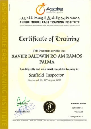 Scaff Insp Cert_XB 2015 | PDF