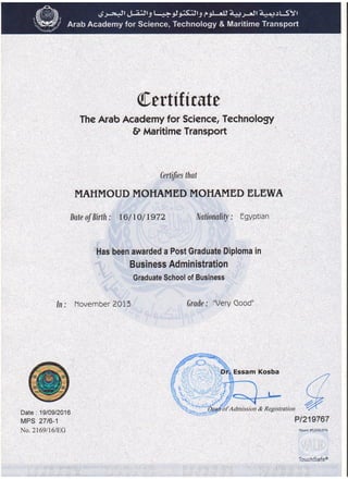 Post graduated diploma in business administration grade | PDF