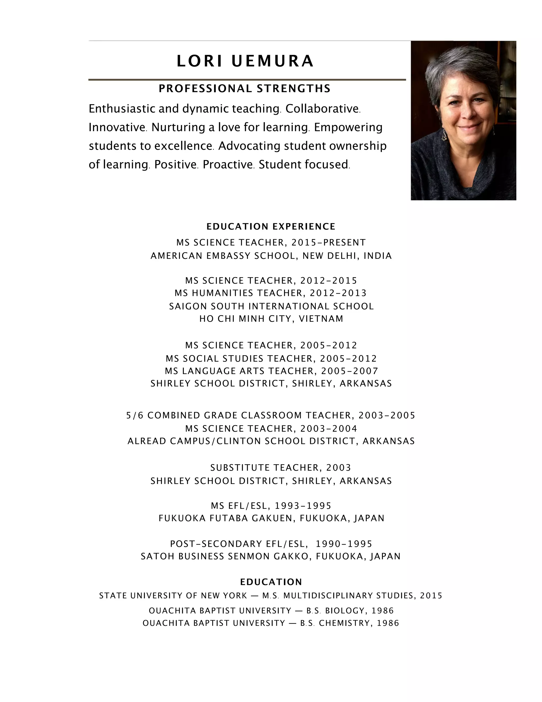 Resume1-Lori Uemura | PDF | Professional School | Postgraduate Education