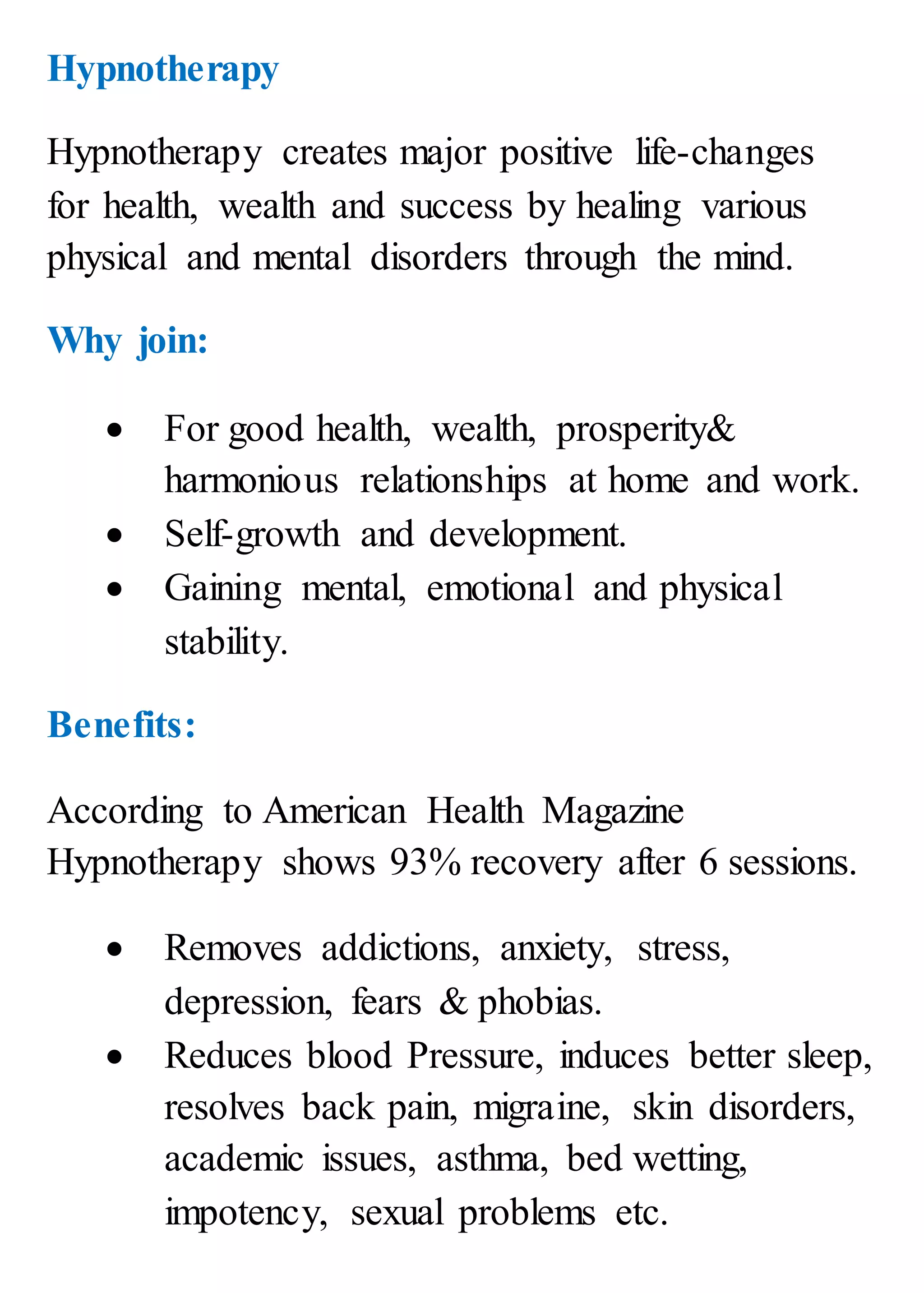 Hypnotherapy Summary Card | PDF