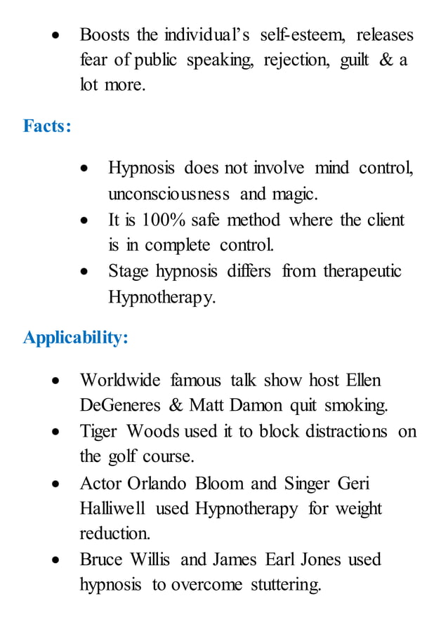 Hypnotherapy Summary Card | PDF