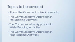 Communicative Reading Activities | PPT