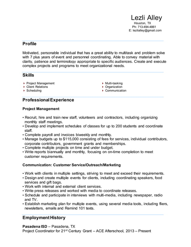 Lezli Alley Resume | DOCX